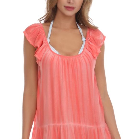 Raviya | Swim | Raviya Womens Tiered Dress Cover Up Swimsuit Orange ...